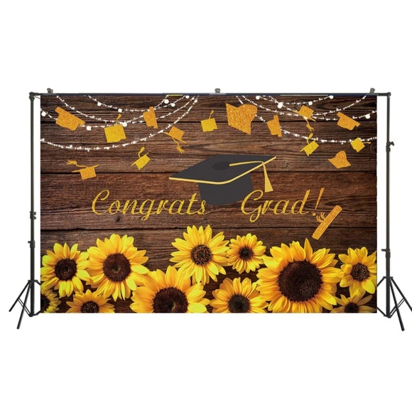 Party Supplies | Congrats Graduation Backdrop Rustic Wood Board Cap ...
